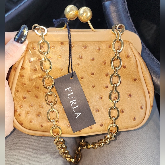 Furla | Bags | Nwt Extremely Rare Vintage Furla Kiss Lock Ostrich ...
